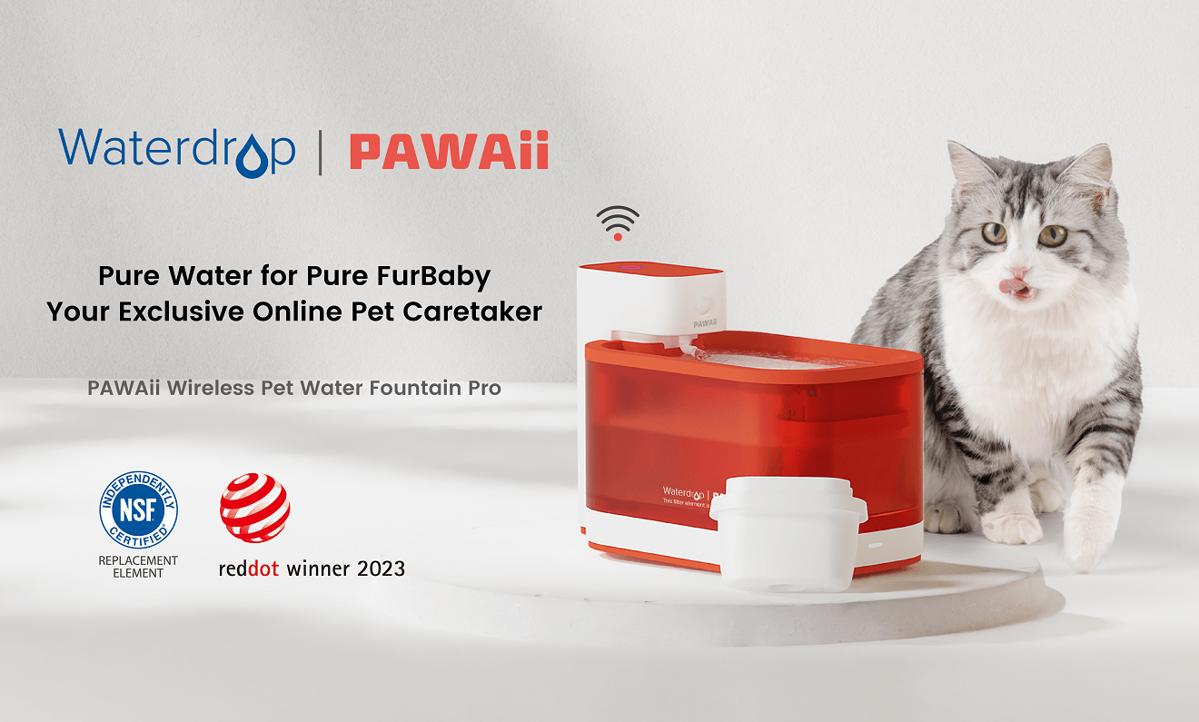 Wireless Pet Water Fountain Pro Co-branded by PAWAii and Waterdrop